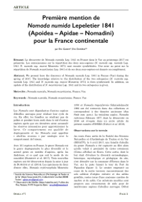 Première mention de Nomada numida LEPELETIER 1841 (Apoidea - Apidae ...